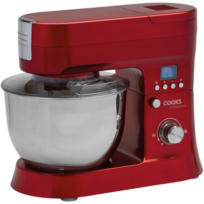 Cooks Professional 1200W Stand Mixer Red | DIY at B&Q