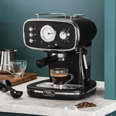 Cooks Professional 15-Bar Retro Espresso Coffee Machine with Steam Wand ...
