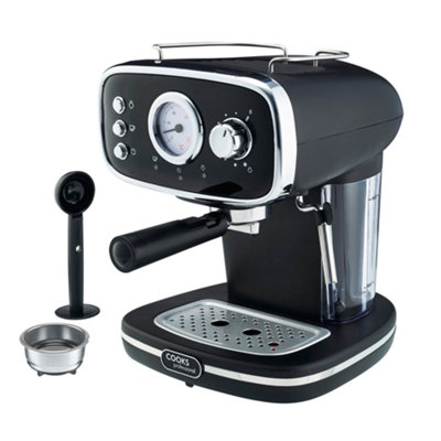 Cooks Professional 15-Bar Retro Espresso Coffee Machine with Steam Wand ...