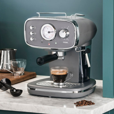 Cooks Professional 15-Bar Retro Espresso Coffee Machine with Steam Wand ...