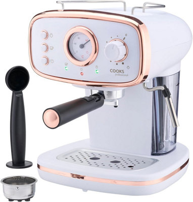 Cooks Professional 15-Bar Retro Espresso Coffee Machine with Steam Wand ...
