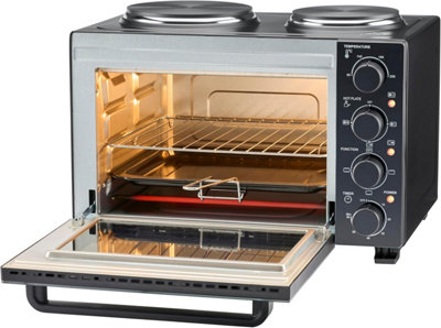 Cooks Professional 28L Mini Oven with 2 Hobs - Electric Countertop ...