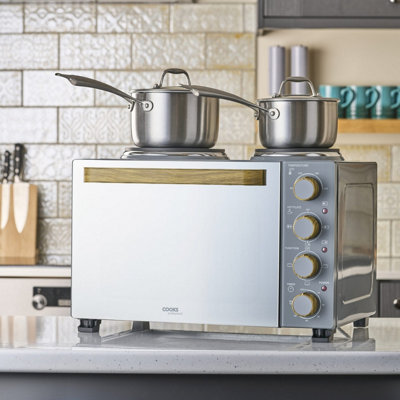 Cooks Professional 28L Mini Oven with 2 Hobs - Electric Countertop ...