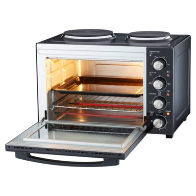 Cooks Professional 34L Mini Oven with 2 Hobs - Electric Countertop ...