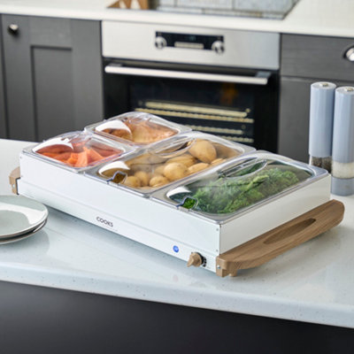 COOKS PROFESSIONAL 4-SECTION BUFFET WARMER 7.2L WITH HOTPLATE FUNCTION ...