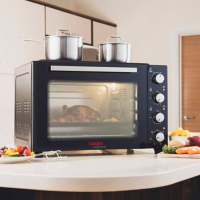 Cooks Professional 48L Mini Oven with 2 Hobs - Electric Countertop ...