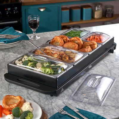 Cooks Professional 5-Section Buffet Warmer 9.6L with Hotplate Function ...