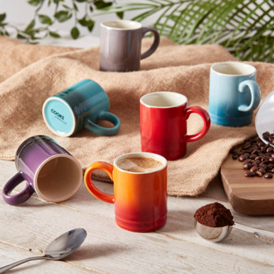 Cooks Professional 6 x Espresso Cups Mugs Set Stoneware Multi-Coloured ...