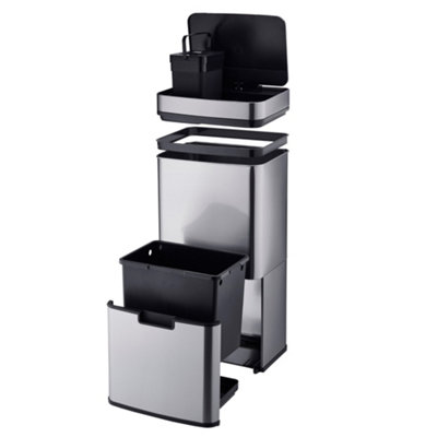 Cooks Professional 75L Recycling Sensor Bin with Food Caddy - 4 Section ...