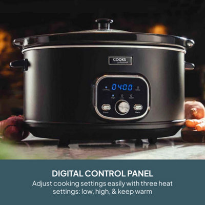 Cooks Professional Digital Slow Cooker 6.5L with 3 Heat Settings, Timer ...