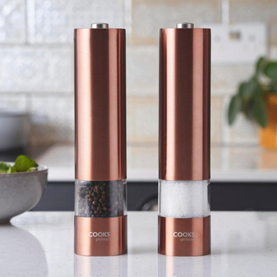Cooks Professional Electric Automatic Salt Pepper Mill Grinder Shaker Set Copper