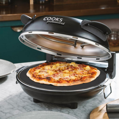 COOKS PROFESSIONAL ELECTRIC PIZZA OVEN MACHINE 1200W WITH STONE BASE ...