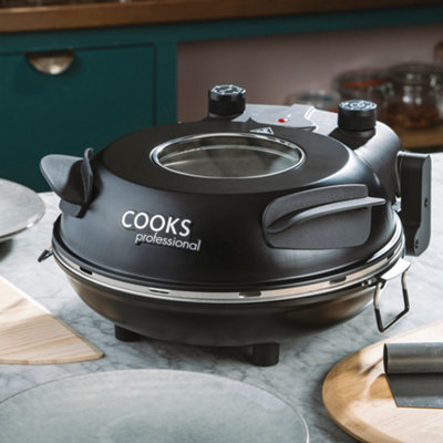 COOKS PROFESSIONAL ELECTRIC PIZZA OVEN MACHINE 1200W WITH STONE BASE ...
