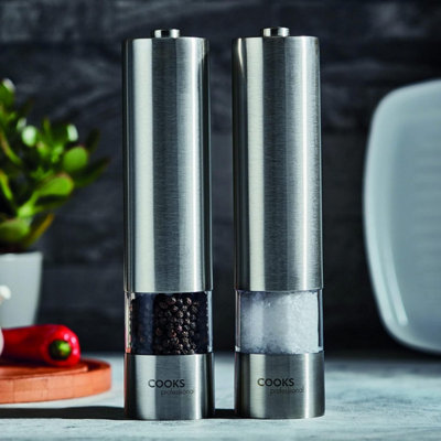 Cooks Professional Electric Salt and Pepper Mill Set - Automatic ...
