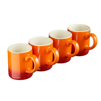 Cooks Professional Espresso Coffee Cups Mugs Stoneware 90ml Orange ...