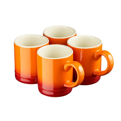 Cooks Professional Espresso Coffee Cups Mugs Stoneware 90ml Orange ...