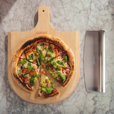 Buy Cooks Professional Rocking Pizza Cutter Stainless Steel with Bamboo ...