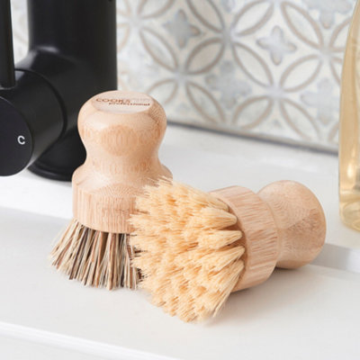 Cooks Professional Set of 2 Bamboo Pot Brushes - Eco Friendly Plastic ...
