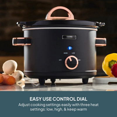 Cooks Professional Slow Cooker 2.5L with Analogue Control, Glass Lid ...