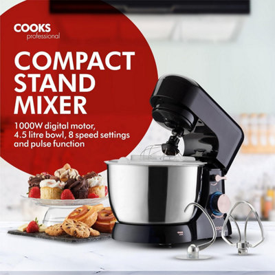 Cooks Professional Stand Mixer 1000W with 8 Speeds & Pulse, 4.5L ...
