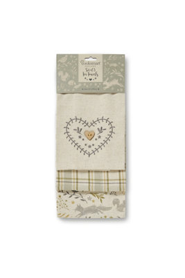 Cooksmart 3 Pack Woodland Tea Towels