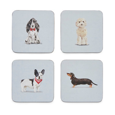 Cooksmart Curious Dogs Set of 4 Coasters | DIY at B&Q