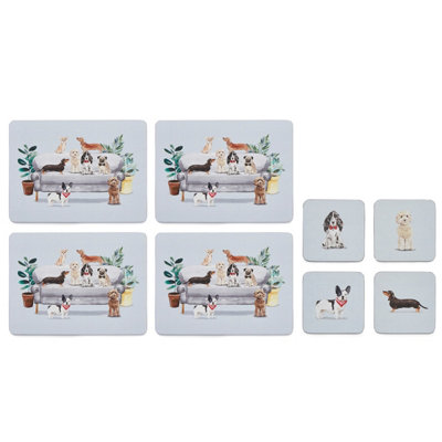 Cooksmart Curious Dogs Set of 4 Placemats and Coasters | DIY at B&Q
