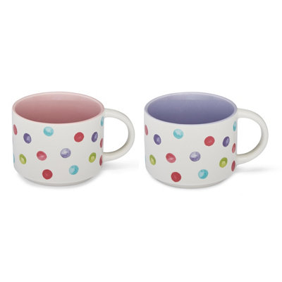 Cooksmart Spotty Dotty Stacking Mug Pink and Lilac | DIY at B&Q