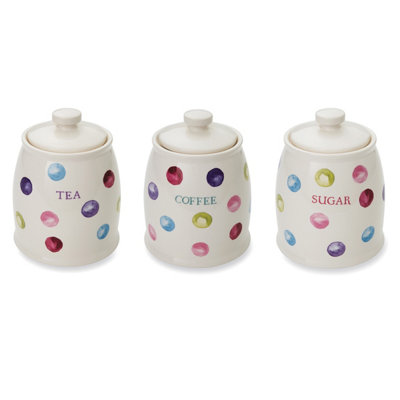 Cooksmart Spotty Dotty Tea Coffee Sugar Set | DIY at B&Q