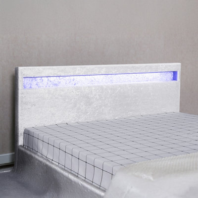 COOL LED CRUSHED VELVET LED Upholstered Bed Frame Silver Small Double
