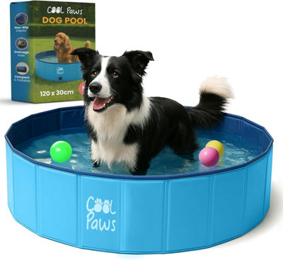 COOL PAWS Collapsible Dog Pool 120x30cm Foldable Paddling Pool for Kids ...