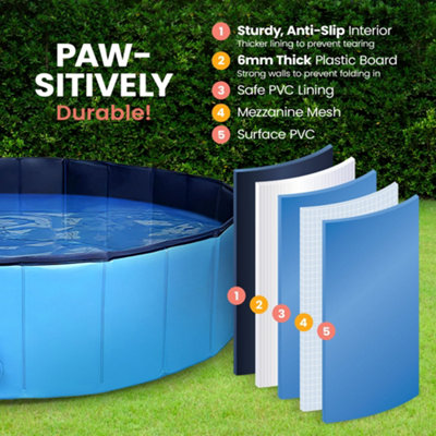 COOL PAWS Collapsible Dog Pool 120x30cm Foldable Paddling Pool for Kids ...