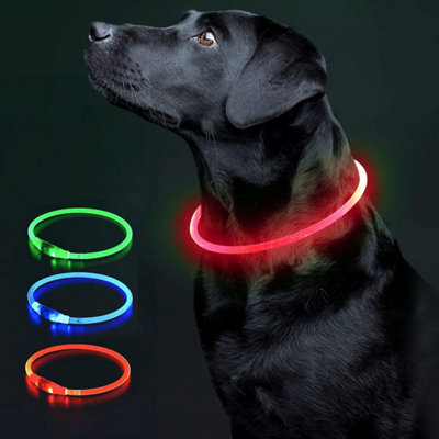 Cool Paws Red LED Dog Collar USB Rechargeable Adjustable Light Up ...