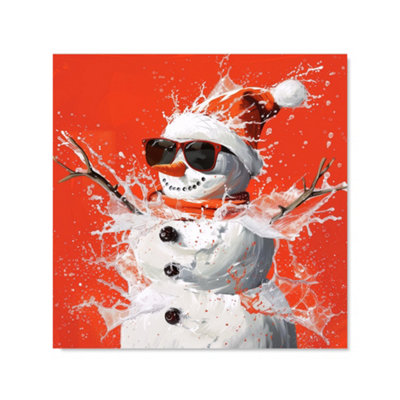 Cool Snowman in Winter Splash Kitchen Splashback