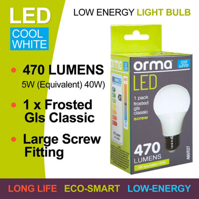 Cool White 5W Screw Base Classic LED Frosted Light Bulb Orma