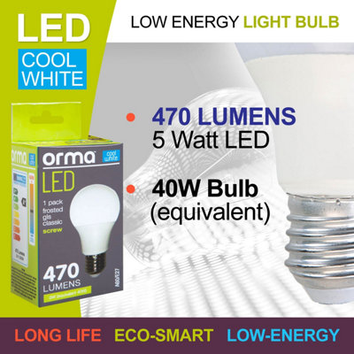 Cool White 5W Screw Base Classic LED Frosted Light Bulb Orma