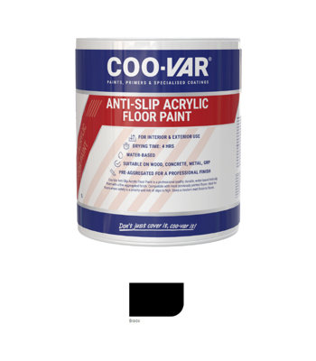 CooVar Anti Slip Acrylic Floor Paint - Black - 5 Litre