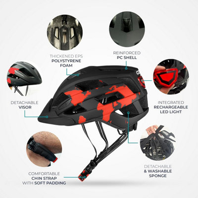 COOZi Bike Helmet with USB Rechargeable LED Light Lightweight, Shock ...