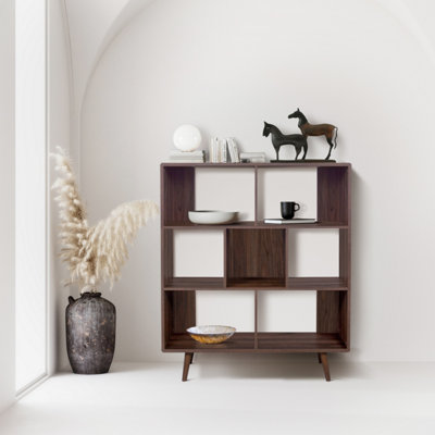Copen Bookcase Storage Cabinet Display Colour Walnut Dining Living Room