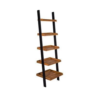 Copenhagen Industrial Ladder Shelving Unit Black Oak Modern Display ...