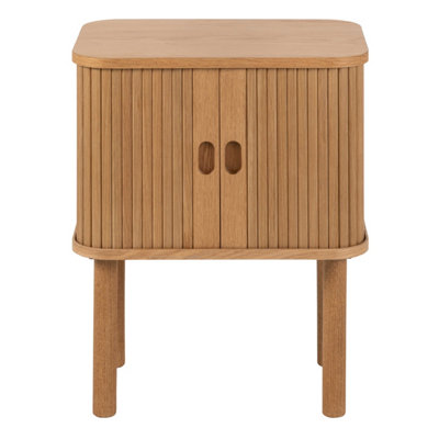 Copenhagen Natural Oak Square Bedside Table with 2 Tambour Doors, 600 x ...