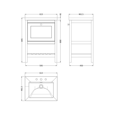 Coppenhall Contemporary 1 Drawer Floor Standing Vanity Unit with ...