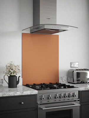 Copper 6mm Glass Self-Adhesive Kitchen Splashback 600mm x 750mm Easy To ...