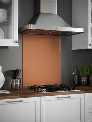 Copper 6mm Glass Self-Adhesive Kitchen Splashback 600mm x 750mm Easy To ...