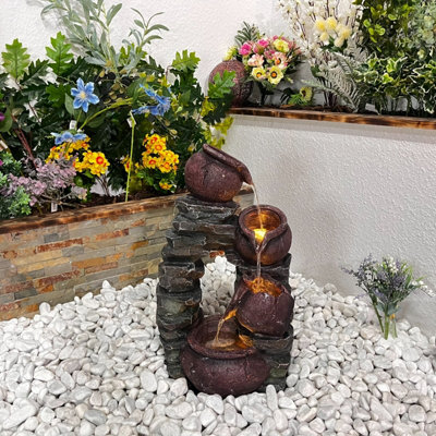 Copper Dale Falls Solar Powered Water Feature With Cover