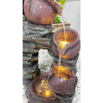 Copper Dale Falls Solar Powered Water Feature With Cover