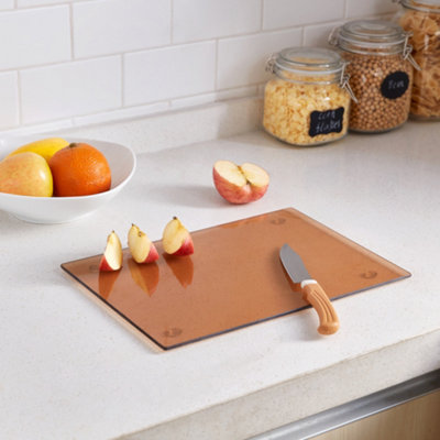 Copper Glass Worktop Saver Kitchen Chopping Cutting Utensil Board