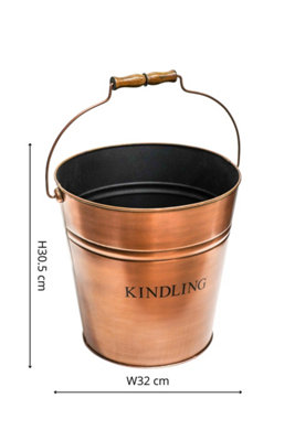 Copper Kindling Bucket Diam 30cm