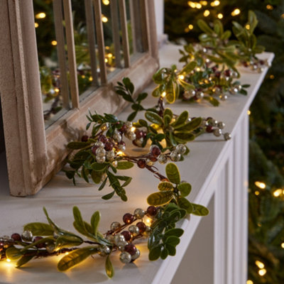 Copper Mistletoe Light Up Xmas Decoration Table Garland Decorative ...