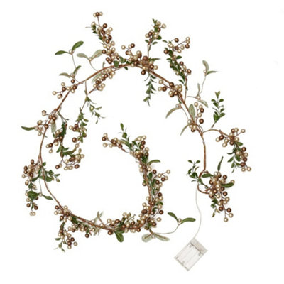 Copper Mistletoe Light Up Xmas Decoration Table Garland Decorative ...